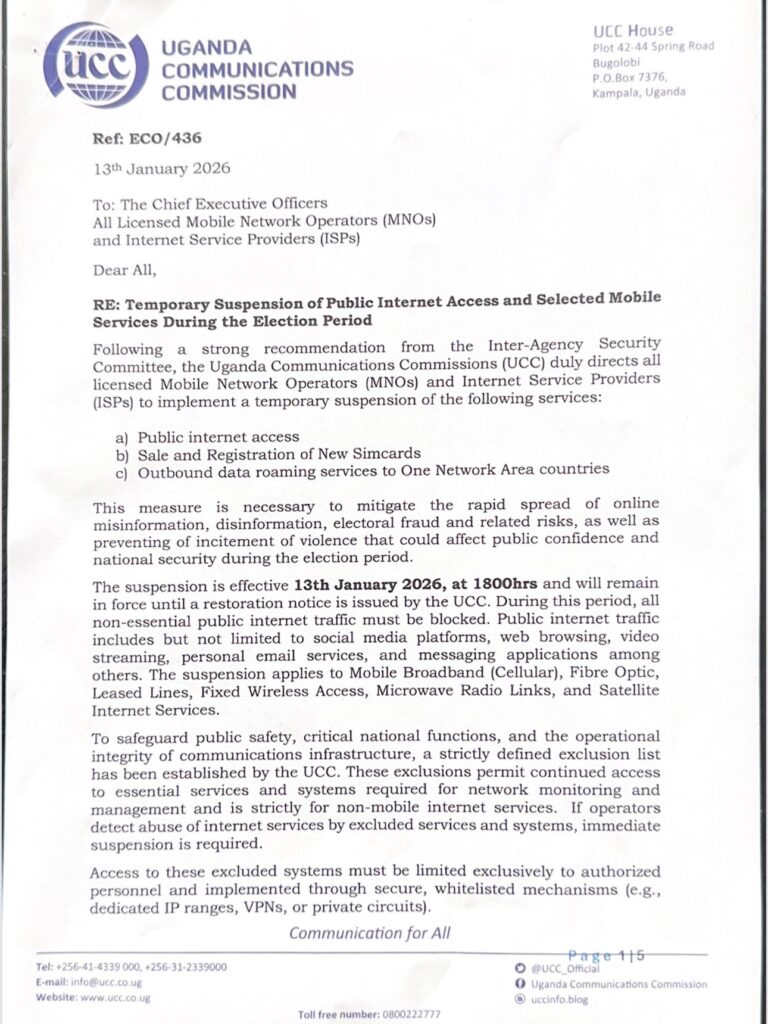 Election: Uganda Orders Internet Shutdown